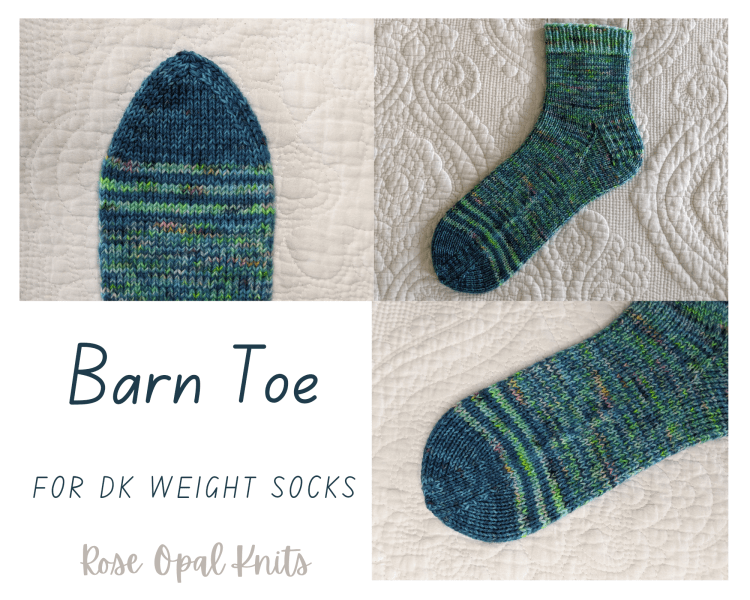 DK Weight Sock Toe Series: The Barn Toe – Rose Opal Knits
