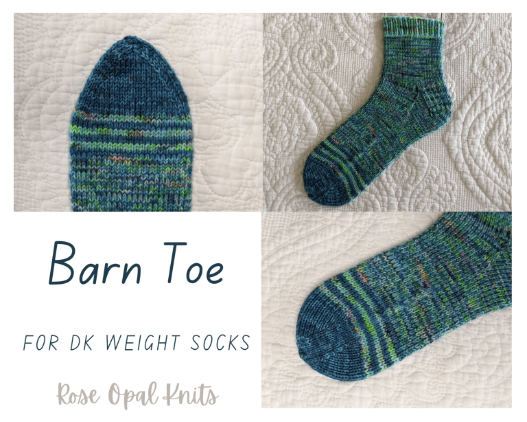 DK Weight Sock Toe Series: The Barn Toe – Rose Opal Knits